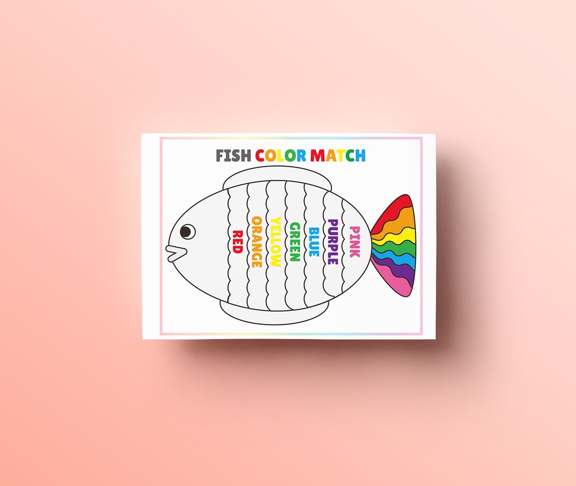 Fish Color Match Worksheet Color Matching Game Busy Binder | Etsy