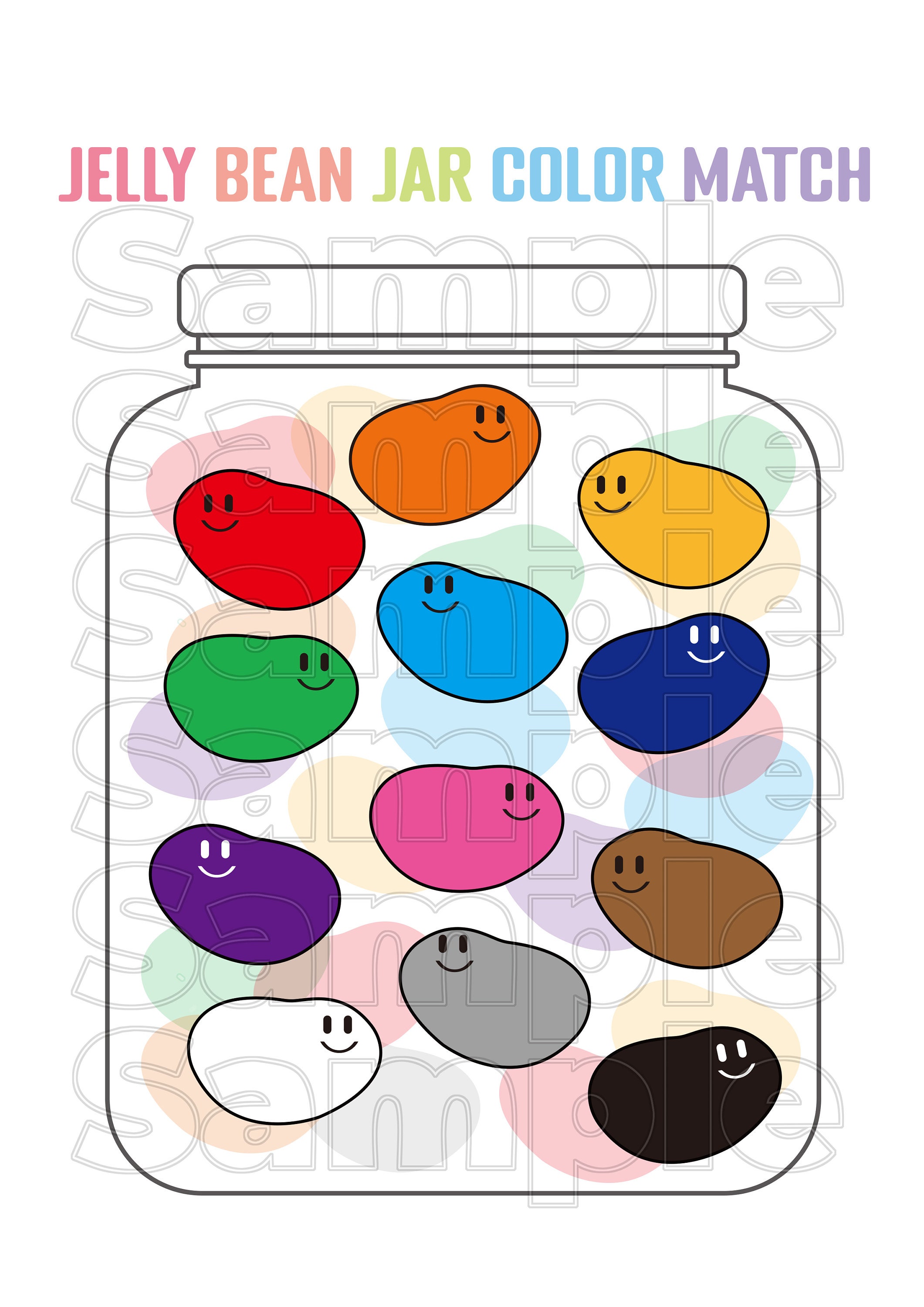 Jelly Bean Jar Color Match Worksheet, Color Matching, Busy Binder ...