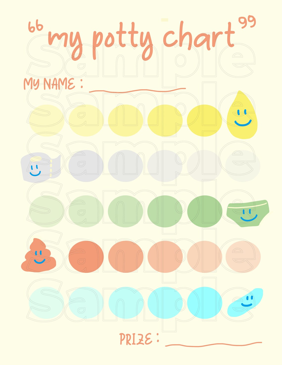 Printable Potty Training Chart Reward Sticker Kids Prize - Etsy