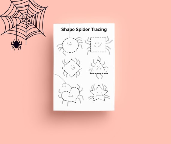 Printable Halloween Shape Tracing Worksheet Shape Spider - Etsy