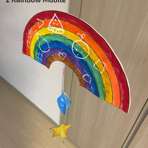 Rainbow Mobile Printable, Rainbow Mobile Craft, Kids Coloring, Mobile ...