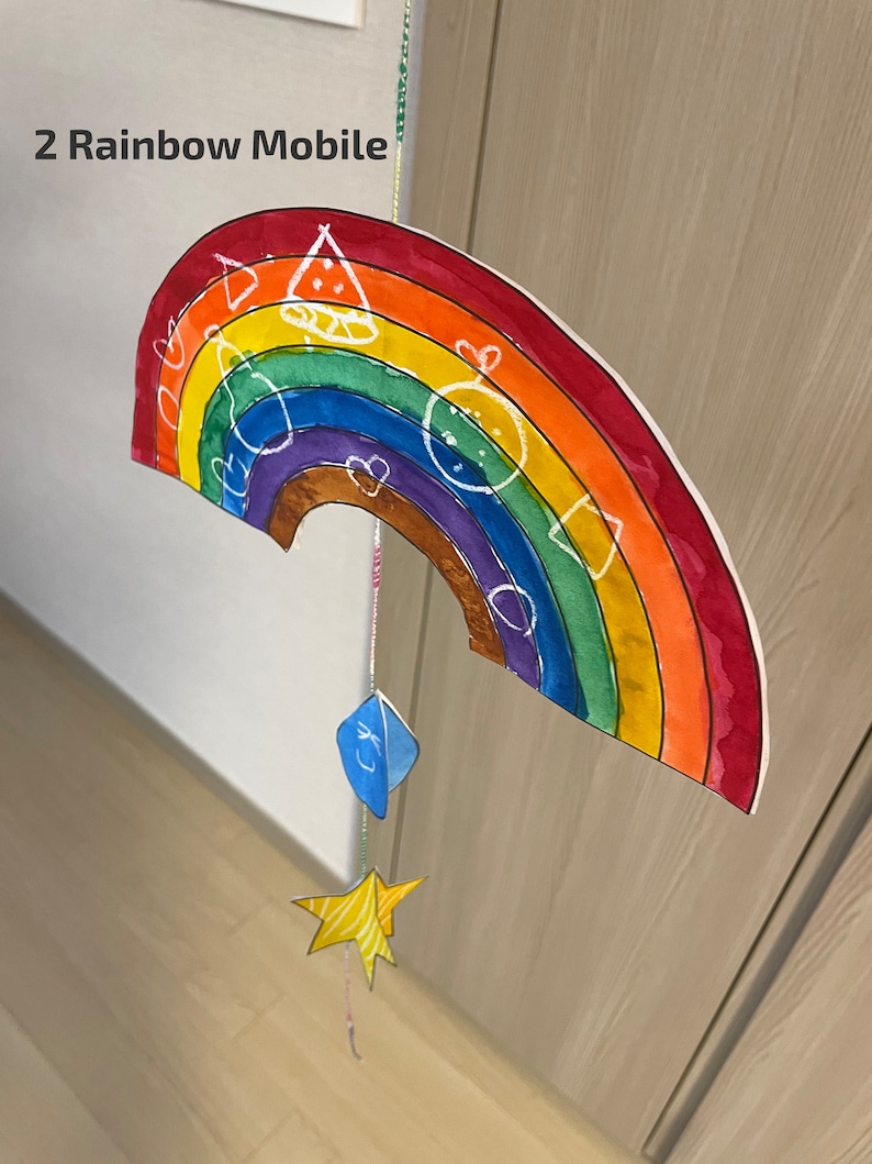 Rainbow Mobile Printable, Rainbow Mobile Craft, Kids Coloring, Mobile ...