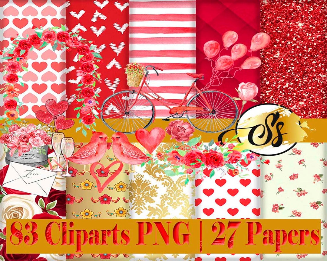 Valentine's Day Clipart, Valentine's Day Digital Papers, Valentine's ...