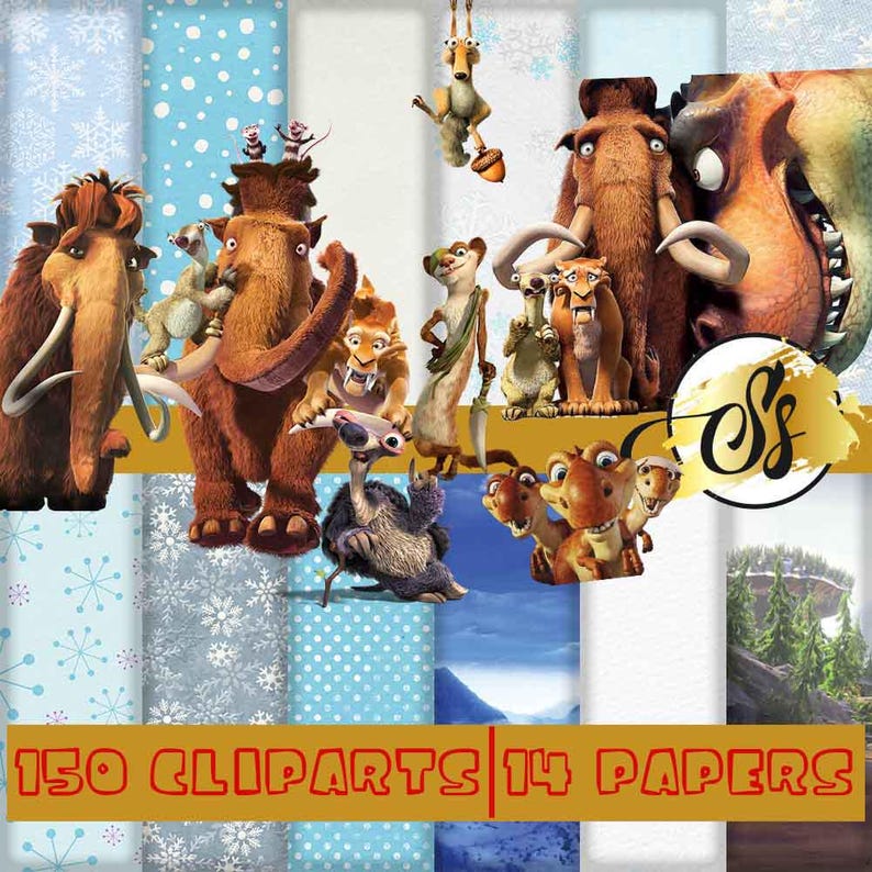 Ice Age Clipart, Ice Age PNG, Ice Age Birthday, Ice Age Digital Paper ...