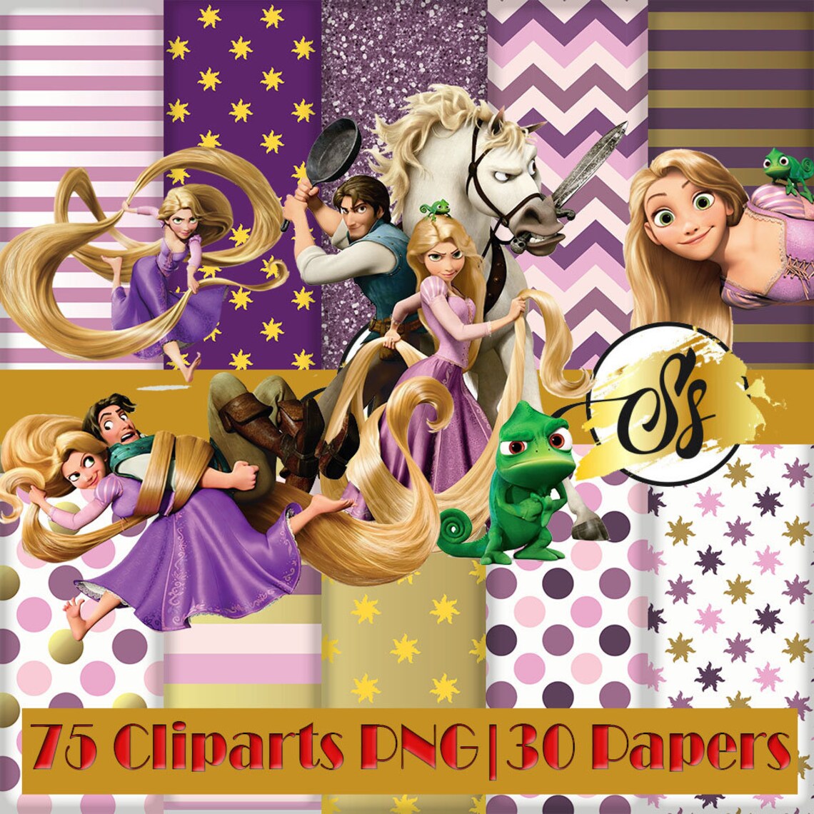 Tangled Clipart, Tangled PNG, Tangled Birthday, Tangled Digital Paper ...