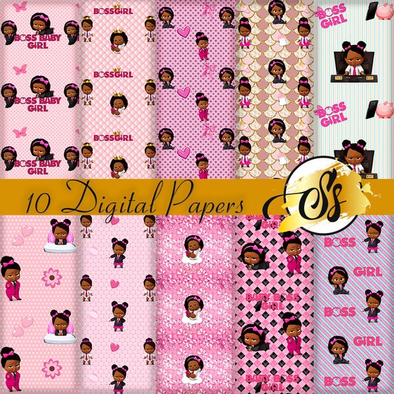 10 Seamless Pattern Boss Baby Girl Afro Boss Baby Girl Afro | Etsy