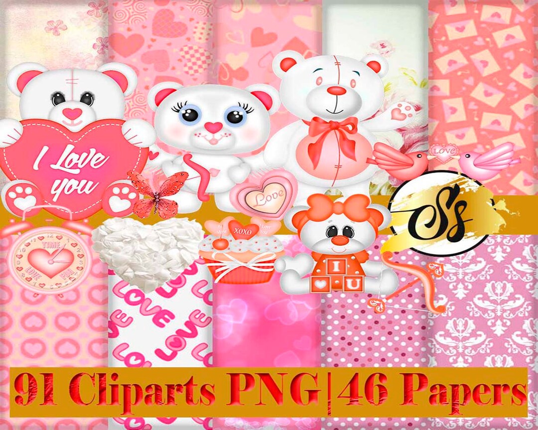 Valentine's Day Clipart, Valentine's Day Digital Papers, Valentine's ...