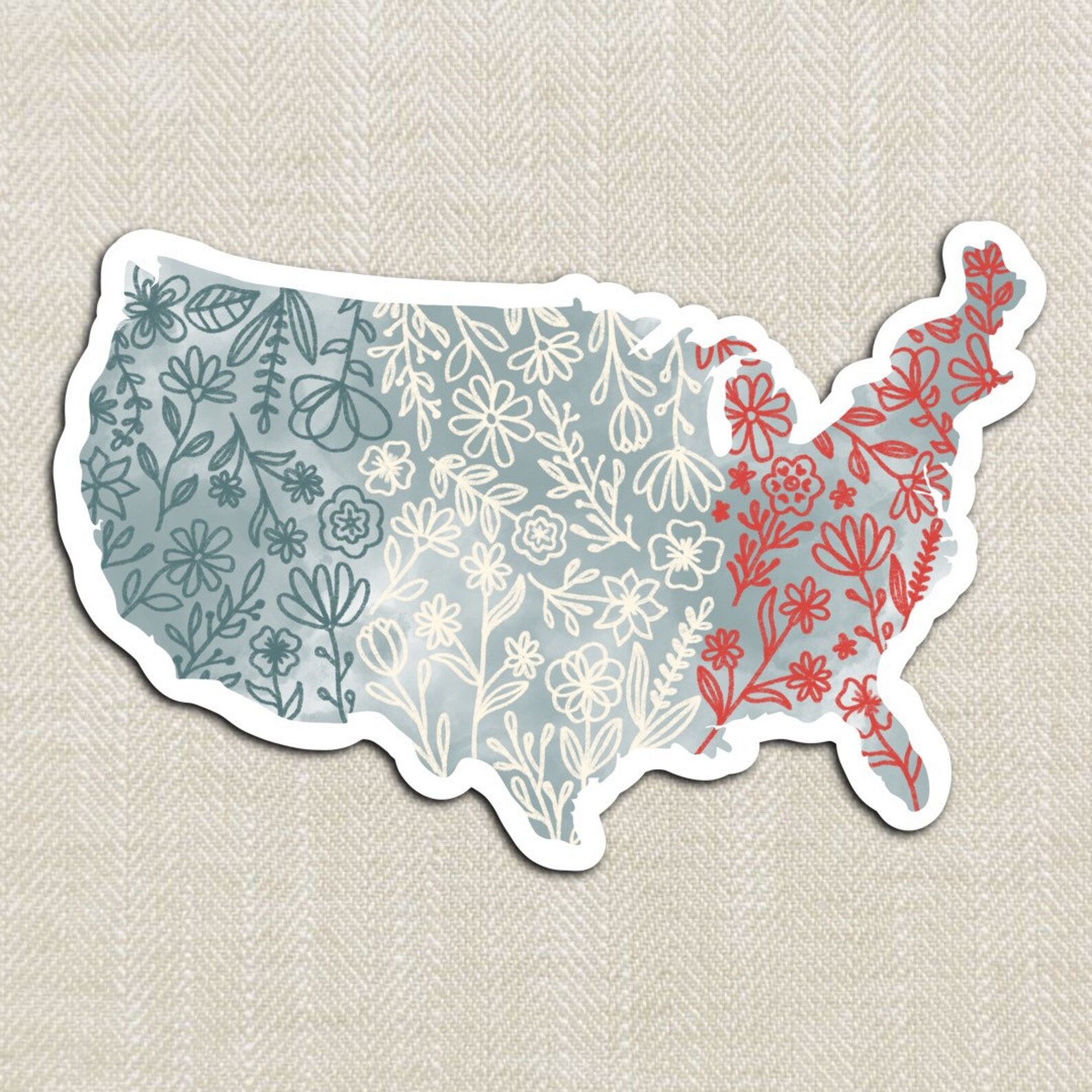 Floral Estados Unidos Vinilo Sticker - Etsy España