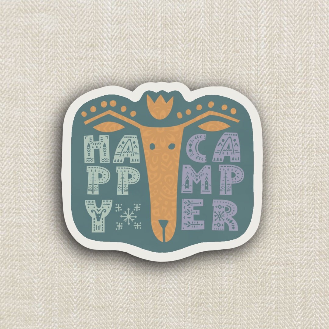 Happy Camper Moose Sticker - Etsy