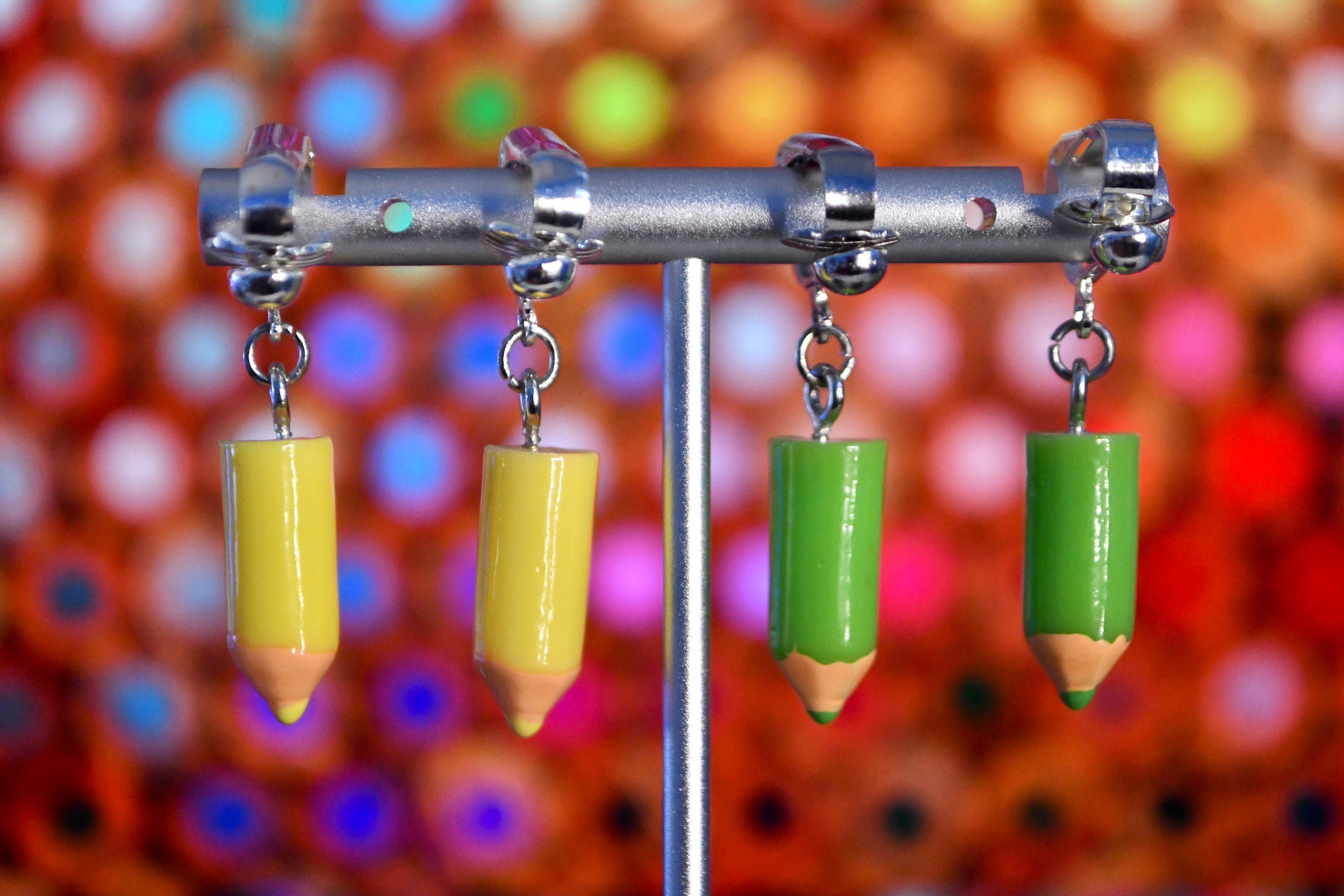 Tiny Colored Pencils - Clip-on Earrings - Hypoallergenic Hooks ...