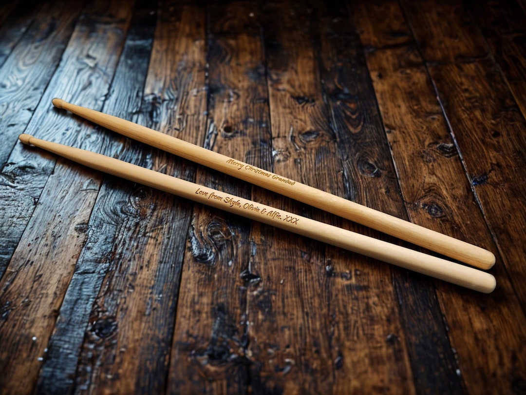 UK Personalised 5A Maple Wood Drumsticks Pair – Engraved Musician Gift ...