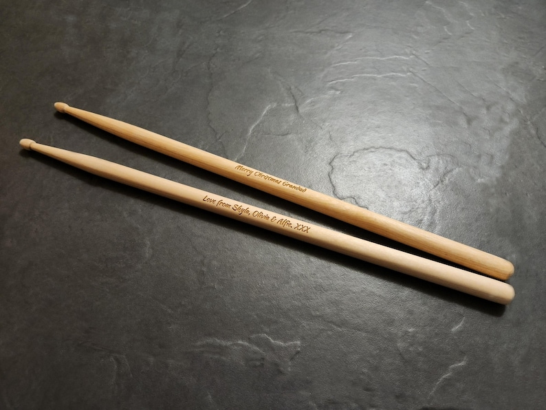 UK Personalised 5A Maple Wood Drumsticks Pair – Engraved Musician Gift ...