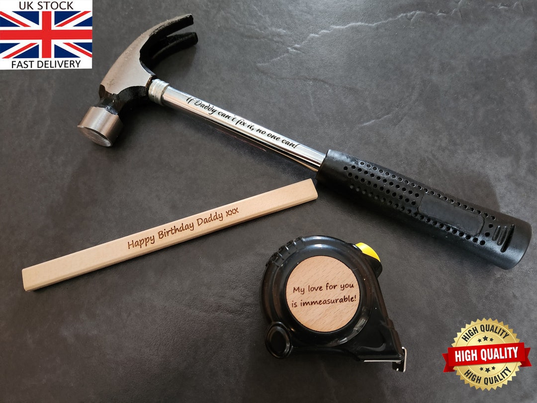 Personalised Laser Engraved Custom DIY Hammer/tape/pencil Tool Set ...
