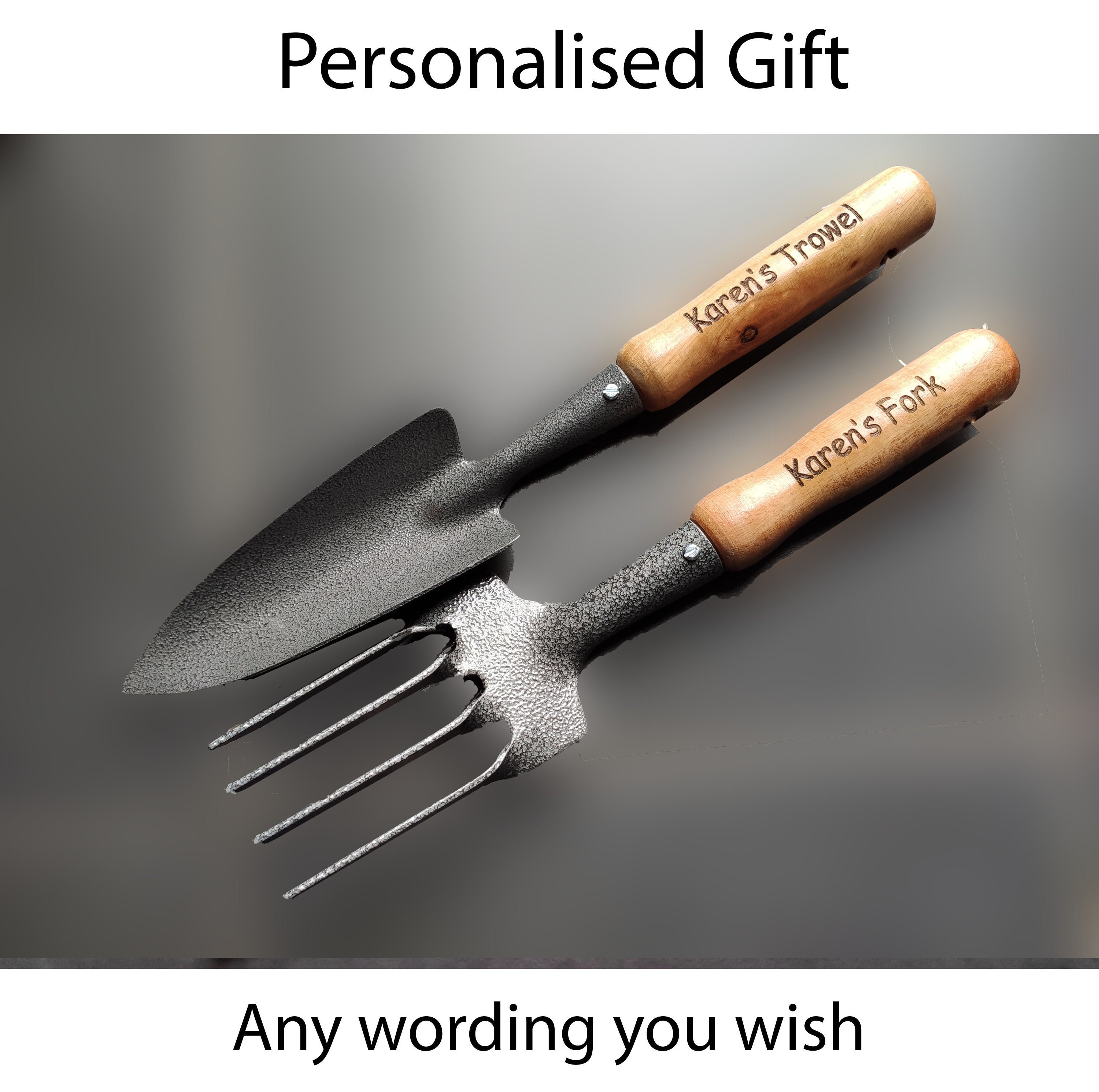 UK Personalised Heavy Duty Garden Tool Set - Carbon Steel Fork and ...