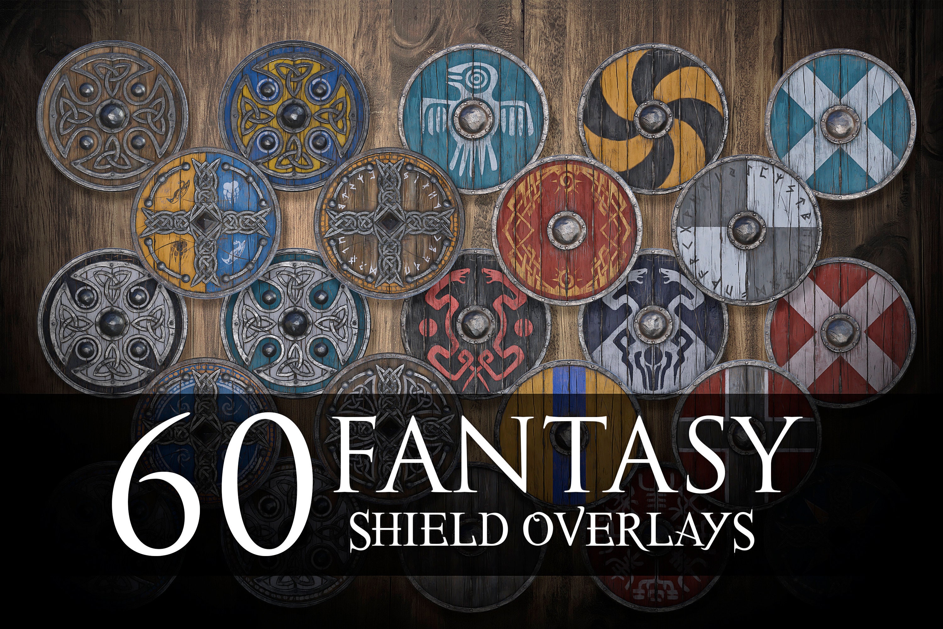 60 Fantasy Shield Overlays | Model | Overlays | Fantasy | Render ...