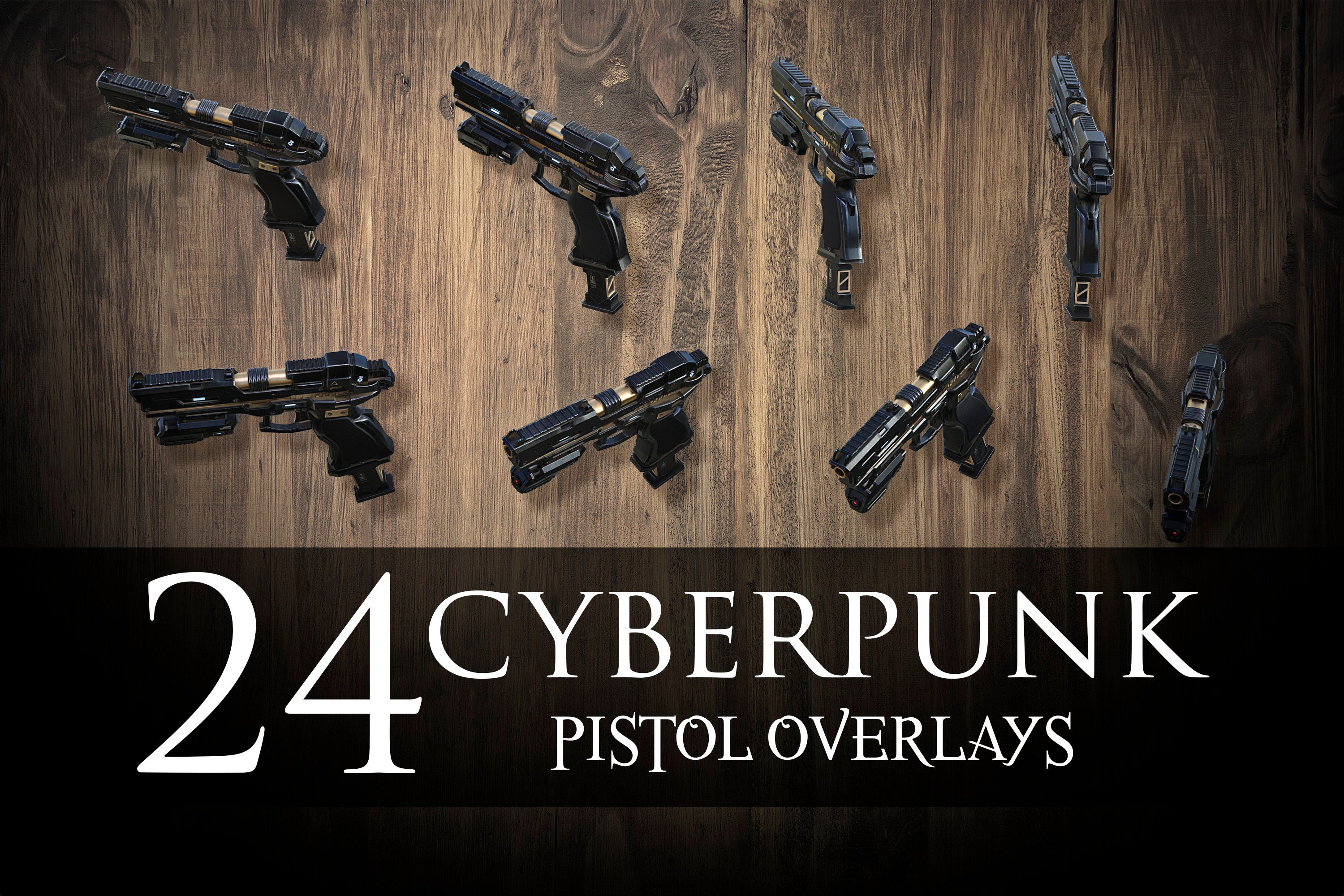 24 Cyberpunk Pistol Overlays | Model | Overlays | Fantasy | Render ...