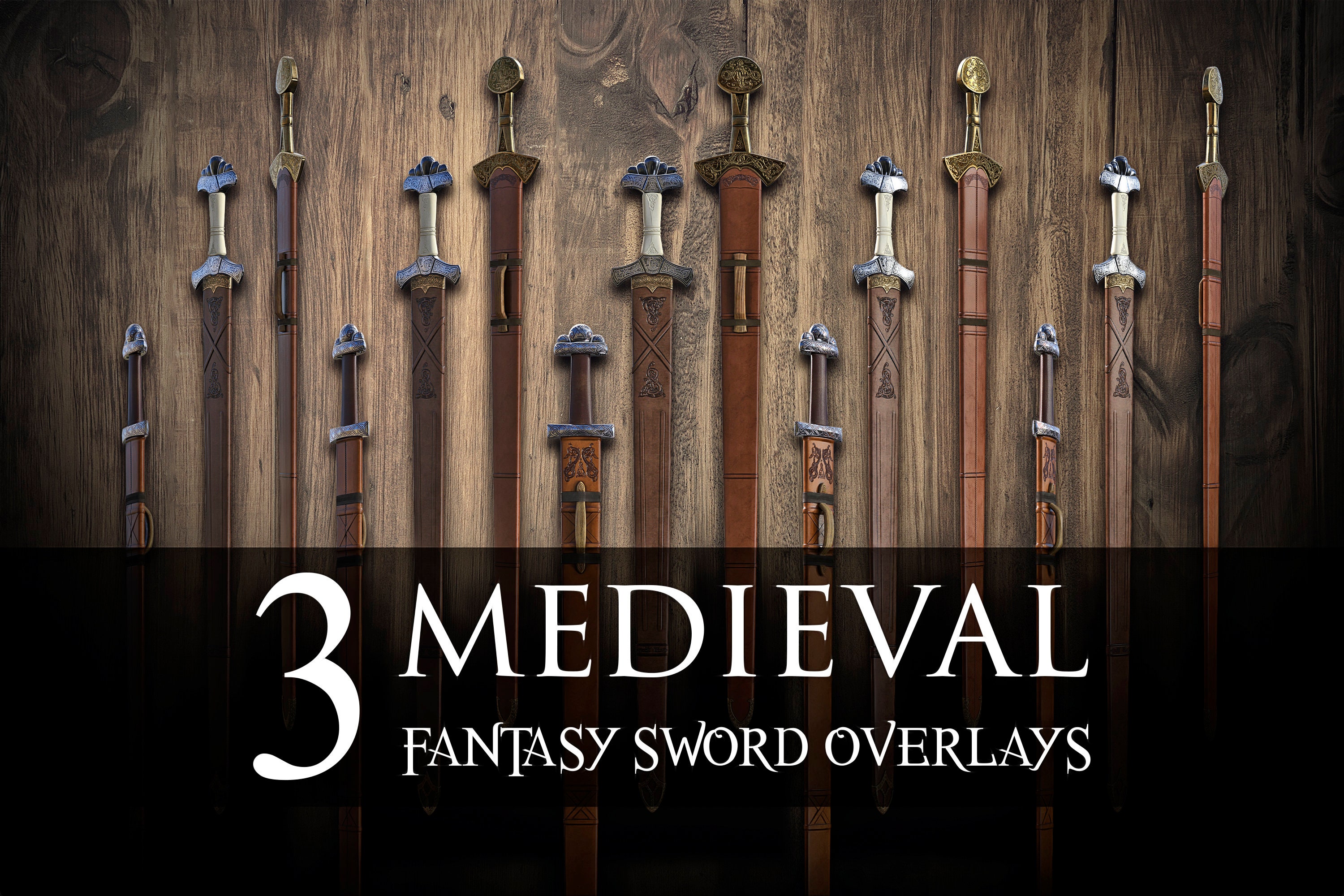 3 Medieval Fantasy Sword Overlays | Swords | Overlays | Fantasy ...