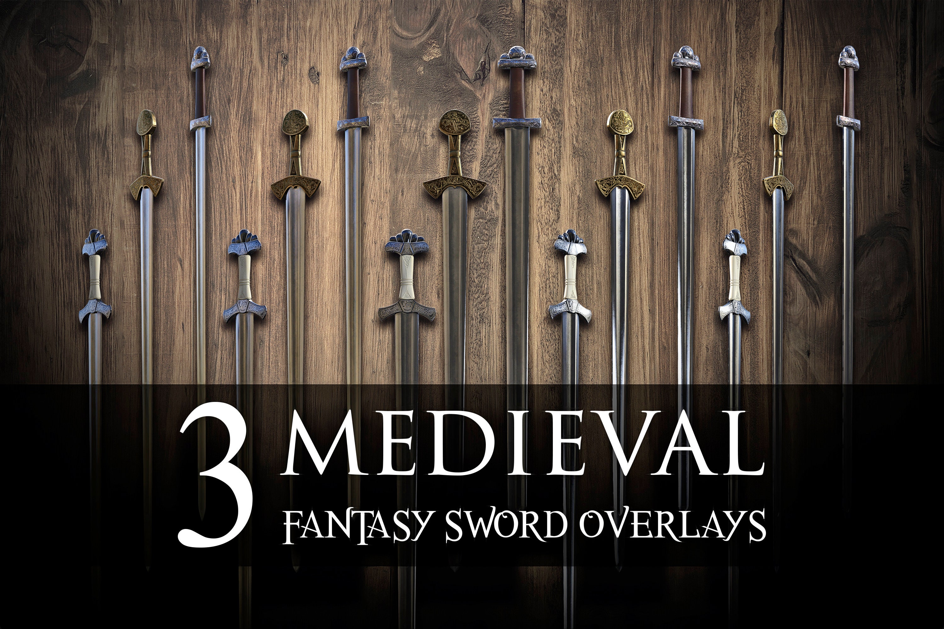 3 Medieval Fantasy Sword Overlays | Swords | Overlays | Fantasy ...