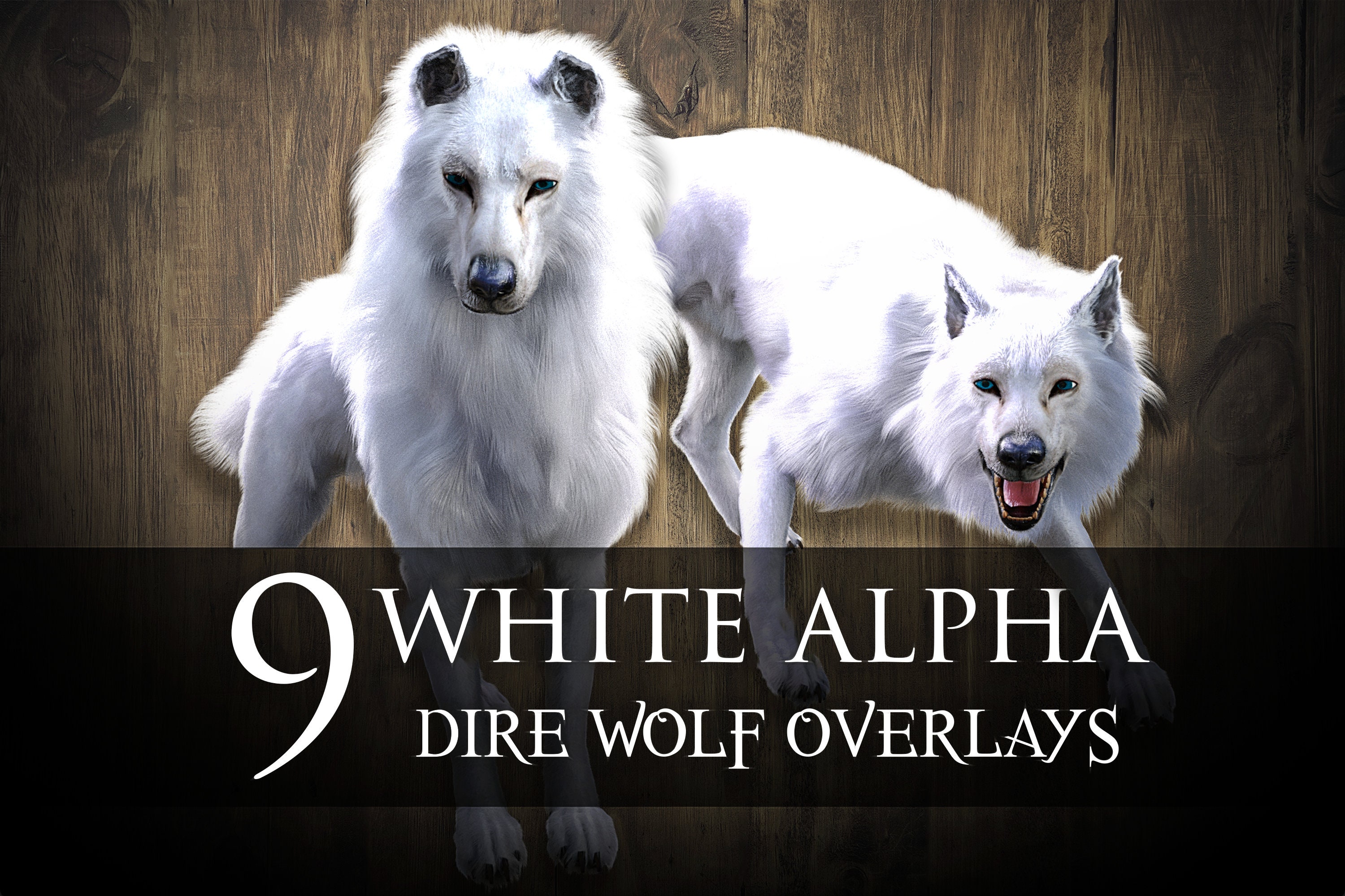 9 White Alpha Dire Wolf Overlays | Model | Overlays | Fantasy | Render | Stock | PNG - Etsy
