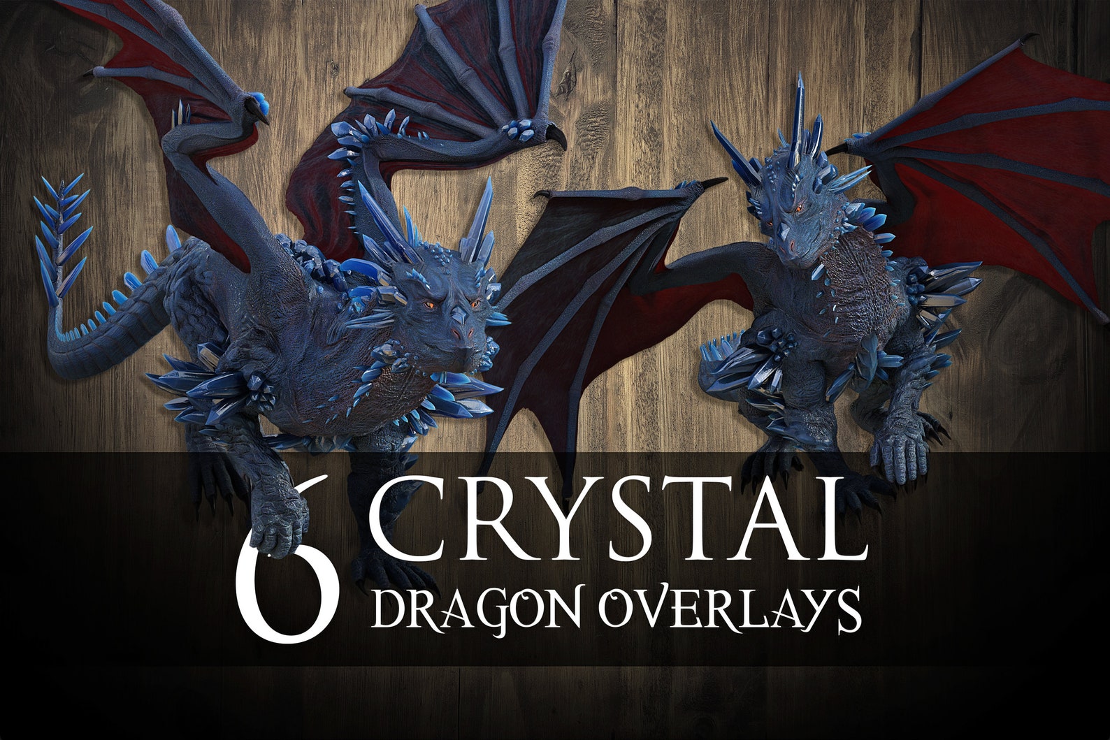 6 Crystal Dragon Overlays Model Overlays Fantasy | Etsy