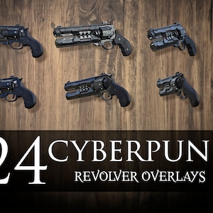 24 Cyberpunk Revolver Overlays Model Overlays Fantasy Render Stock PNG ...