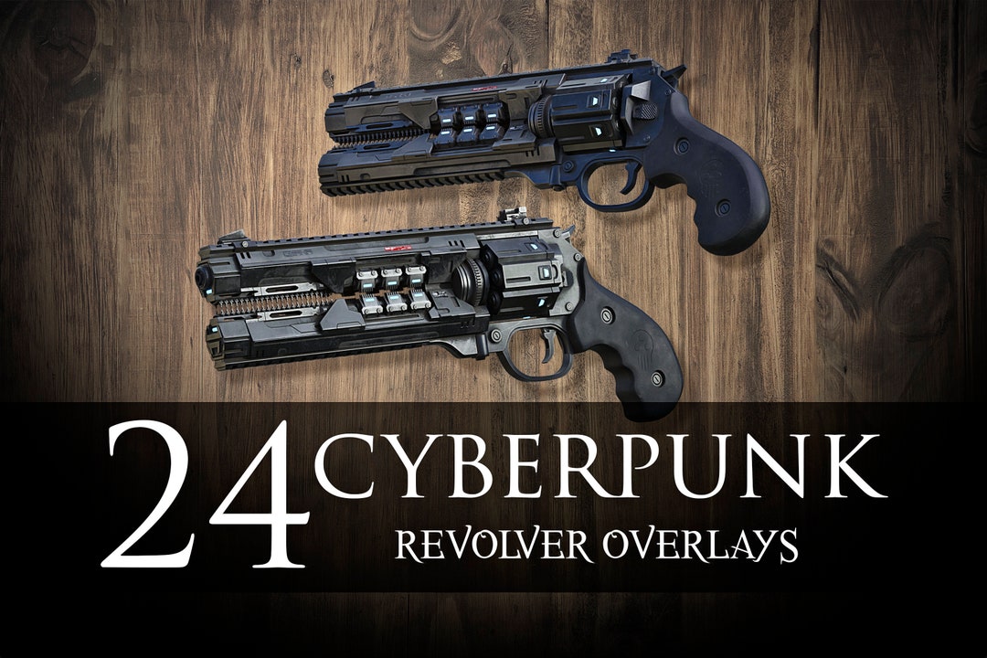 24 Cyberpunk Revolver Overlays Model Overlays Fantasy Render Stock PNG ...