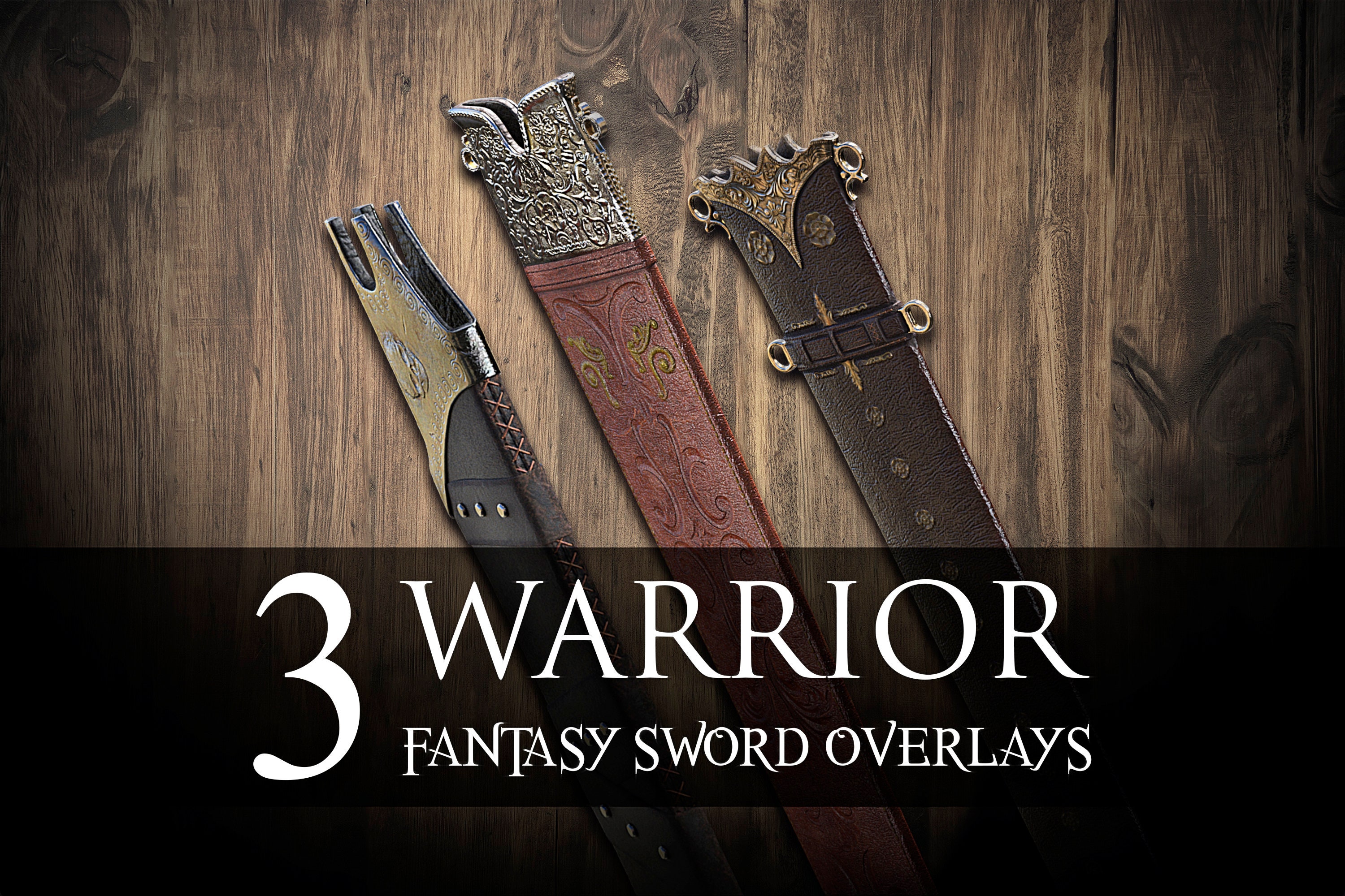 3 Warrior Fantasy Sword Overlays | Swords | Overlays | Fantasy | Render ...