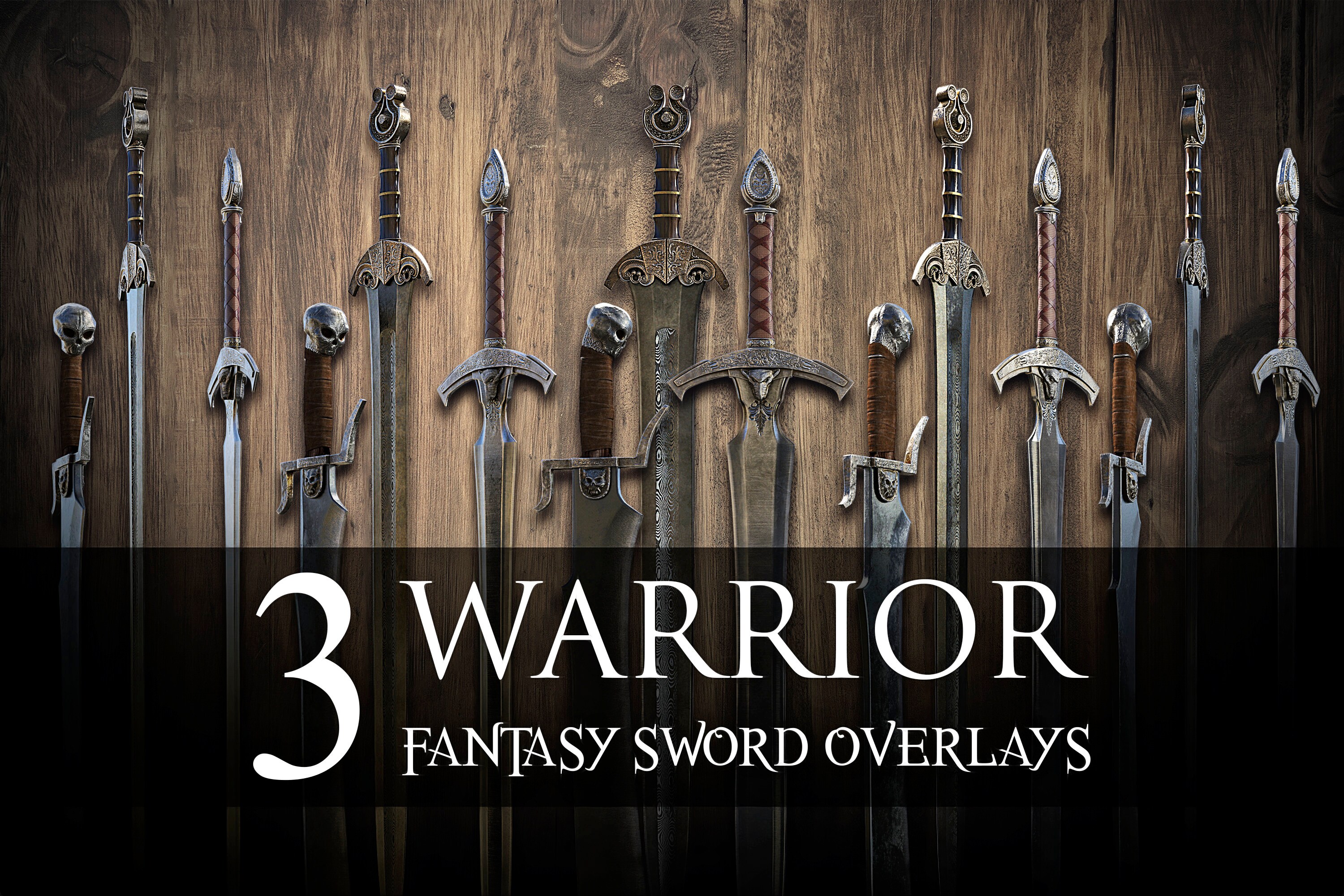 3 Warrior Fantasy Sword Overlays | Swords | Overlays | Fantasy | Render ...