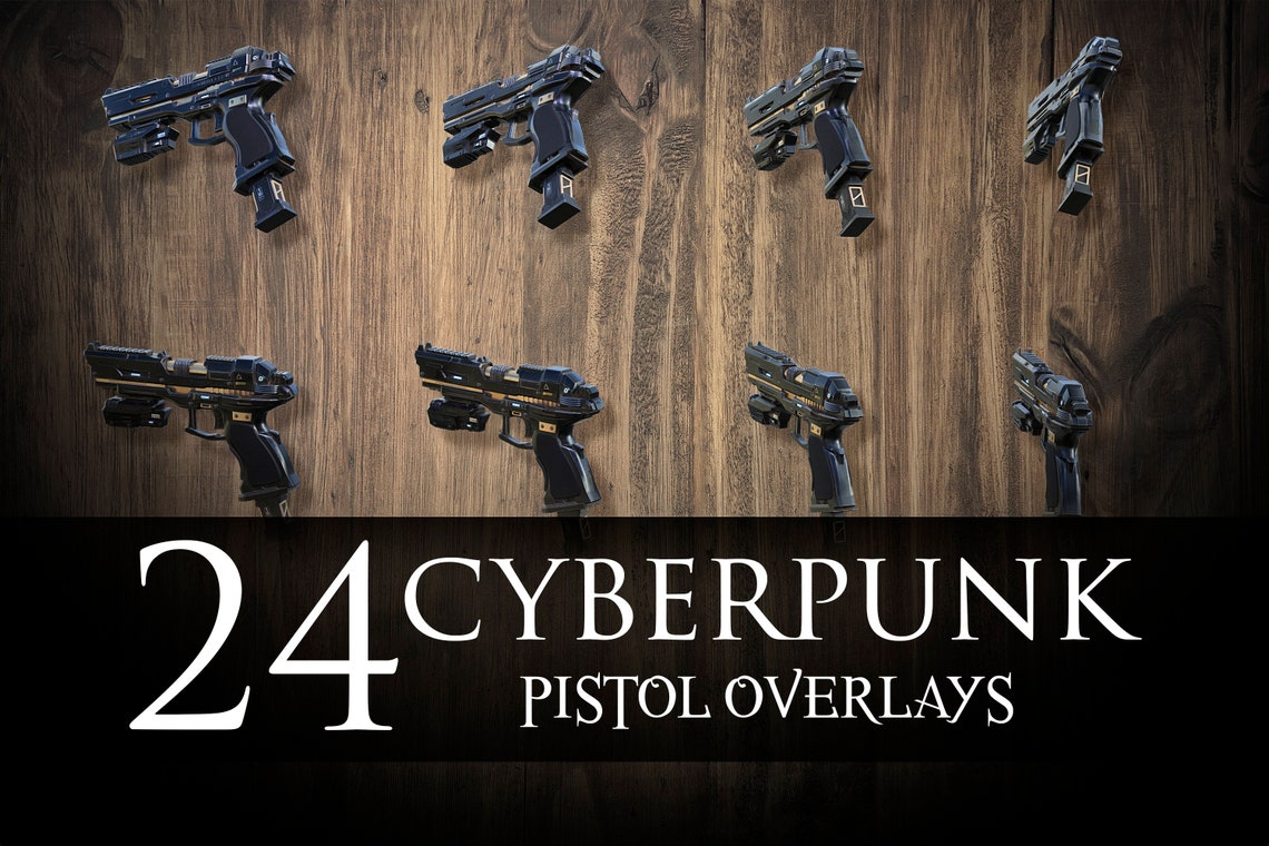 24 Cyberpunk Pistol Overlays | Model | Overlays | Fantasy | Render ...