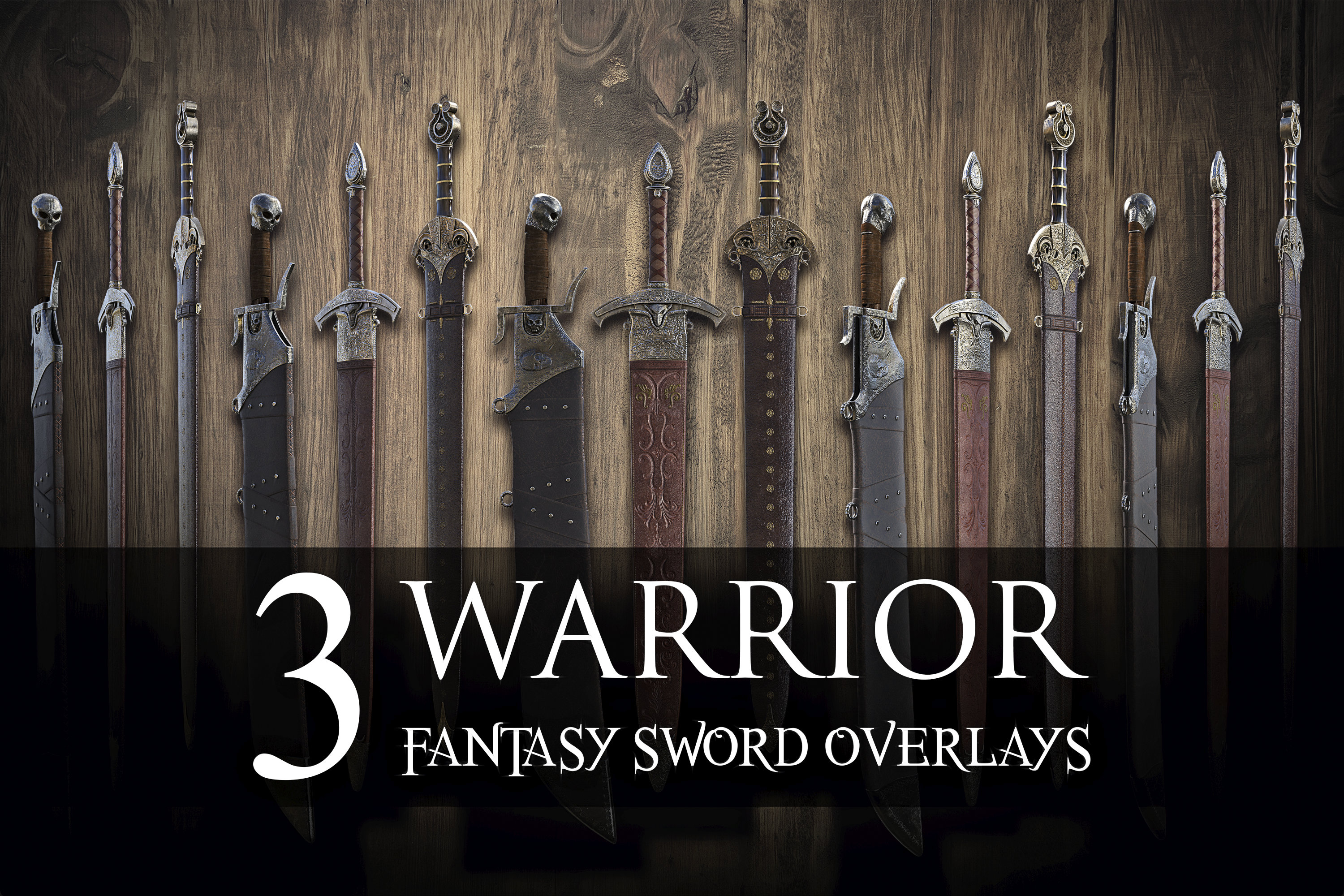 3 Warrior Fantasy Sword Overlays | Swords | Overlays | Fantasy | Render ...