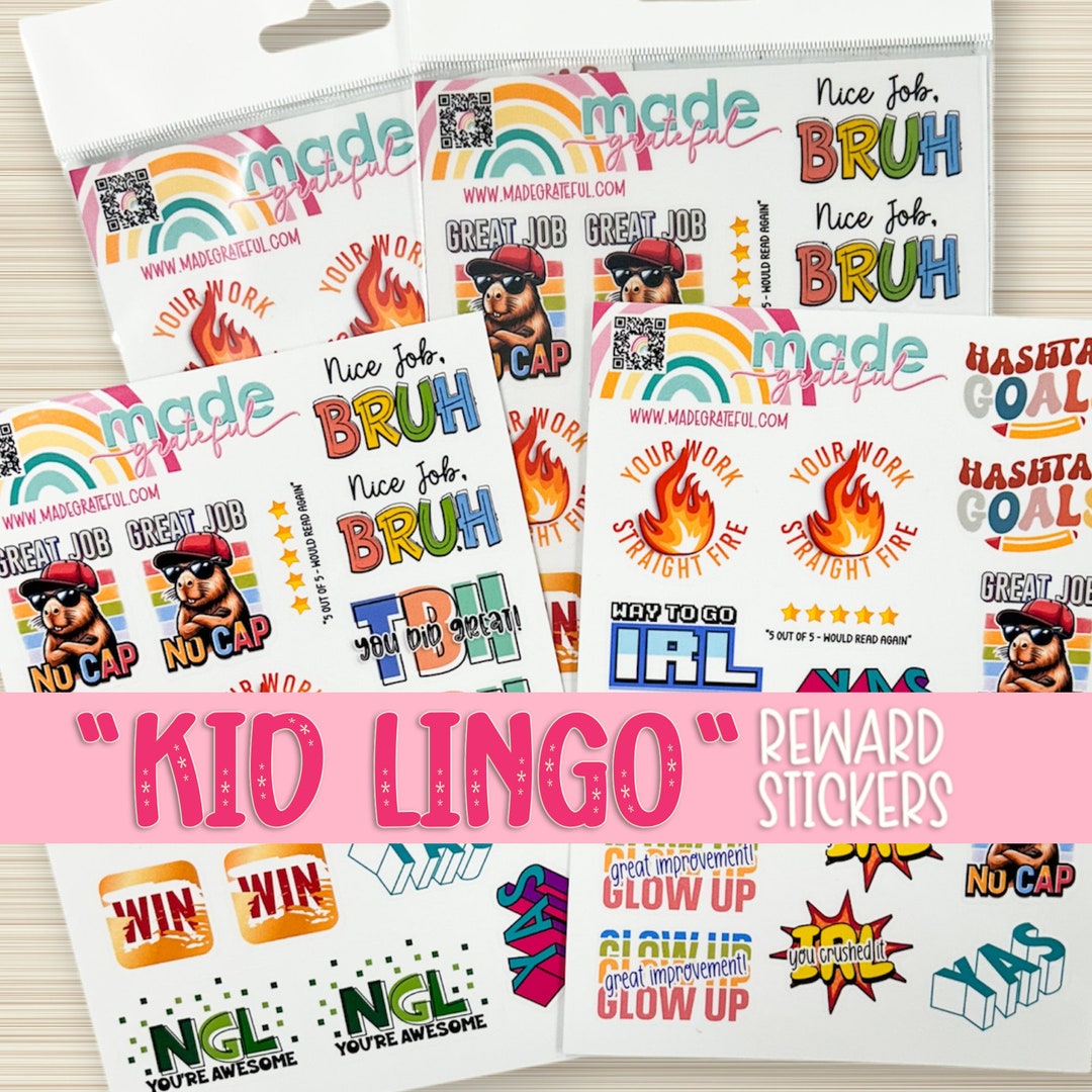 School Reward Stickers for Kid Tween Lingo Slang Assignment Homework ...