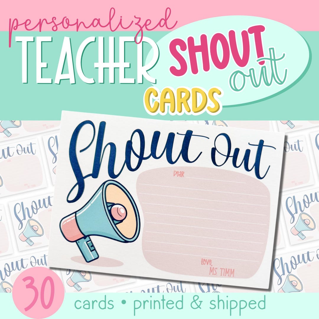 Personalized Teacher Shout-out Cards | Brag Cards for Students | Set of ...