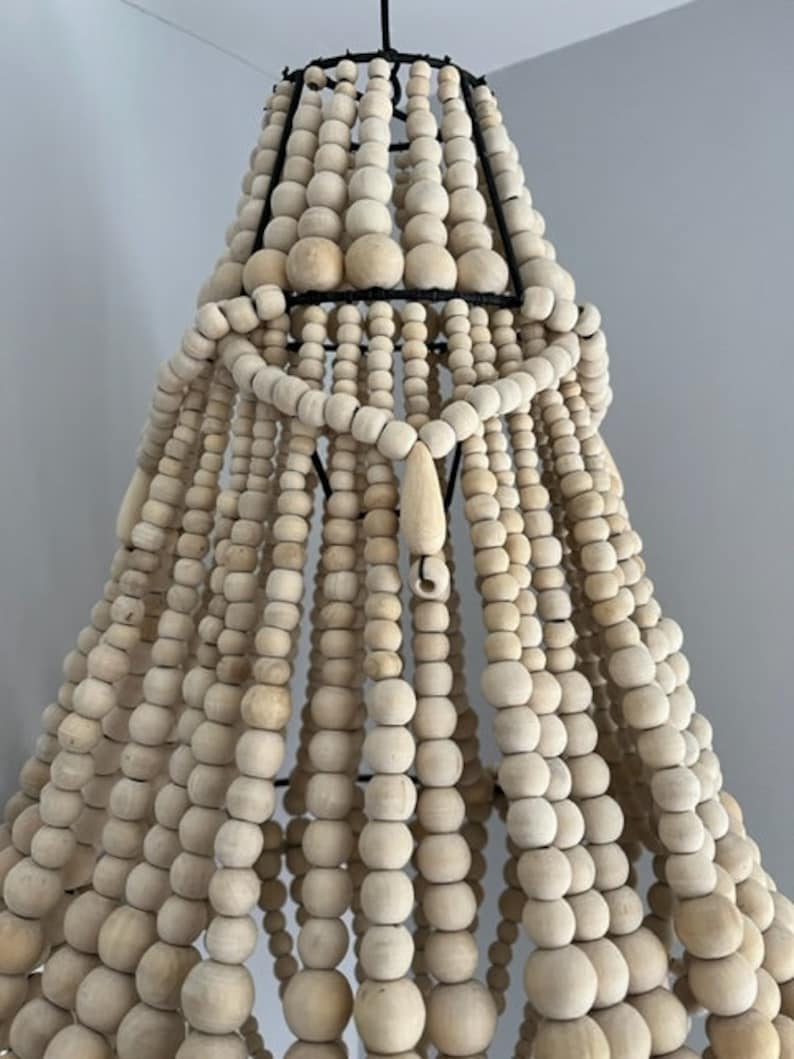 Beaded Pendent Lampshade, Hanging Beaded Lamp, Beaded Light Fitting ...