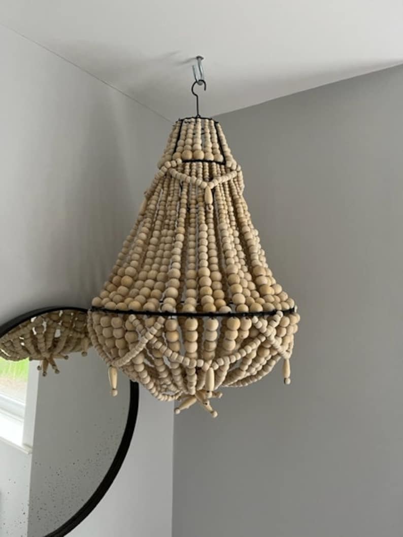 Beaded Pendent Lampshade, Hanging Beaded Lamp, Beaded Light Fitting ...