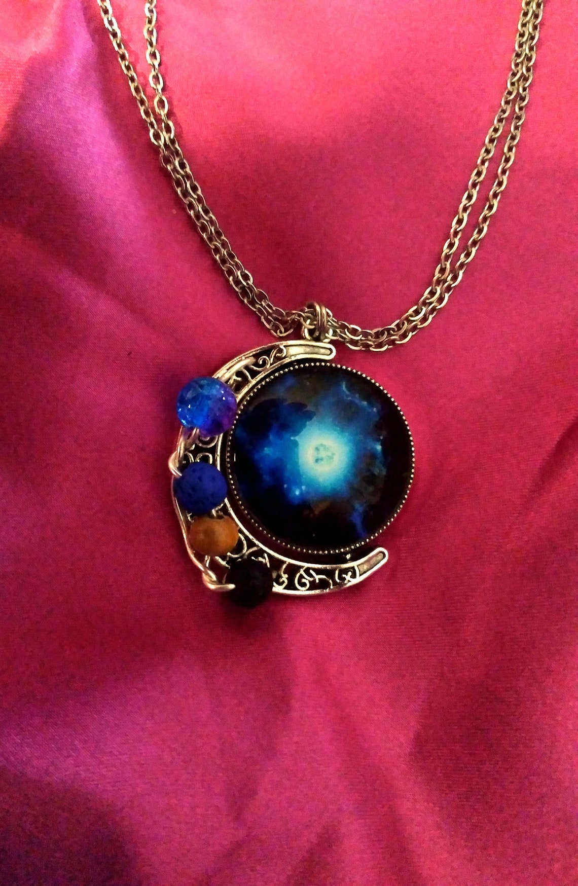 Silver Color Cresent Moon Frame With Double Sided Planet and Stars ...