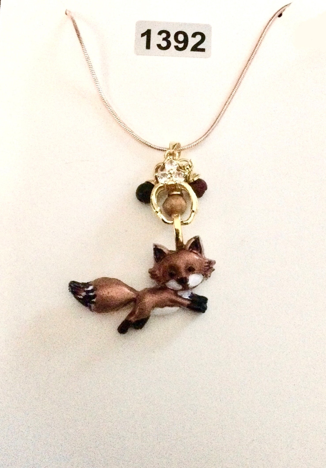 Creation Piece-hand Painted, Fox Resin Pendant. Gold Connector - Three ...