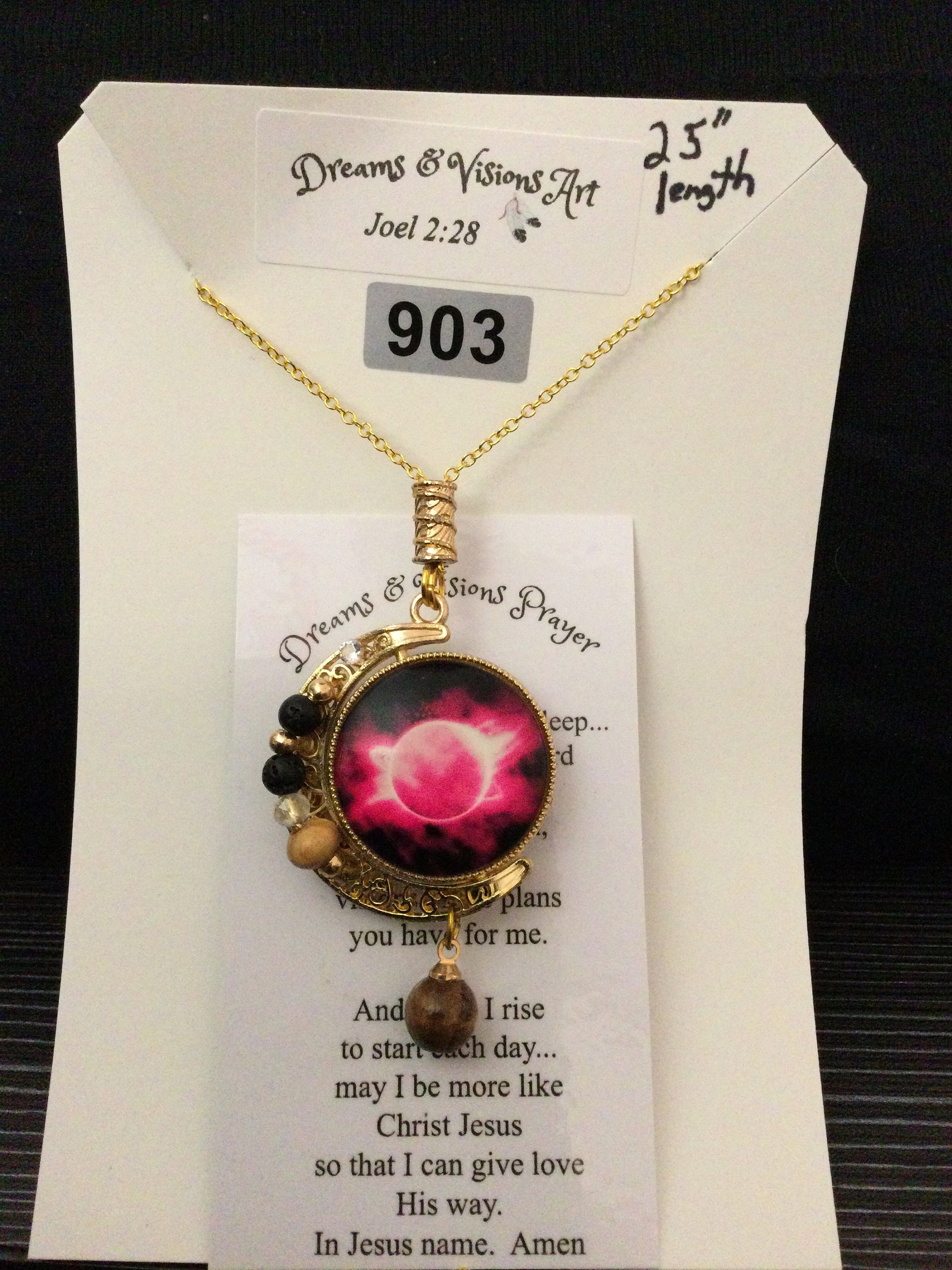 Gold Cresent Moon Frame With Double Sided Heavens Photo Cabochon. Pink ...
