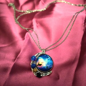 Silver Color Cresent Moon Frame With Double Sided Planet and Stars ...