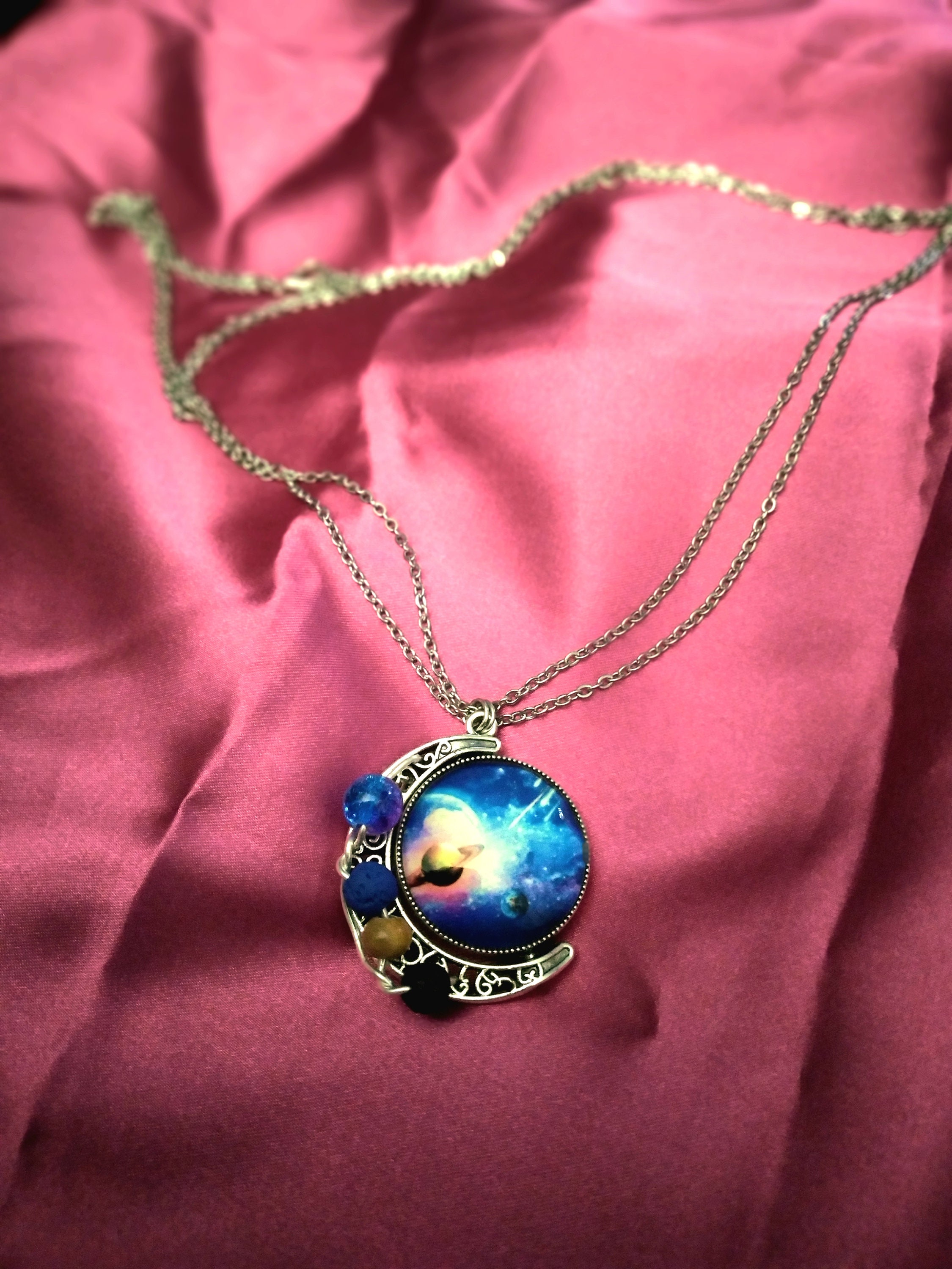 Silver Color Cresent Moon Frame With Double Sided Planet and Stars ...