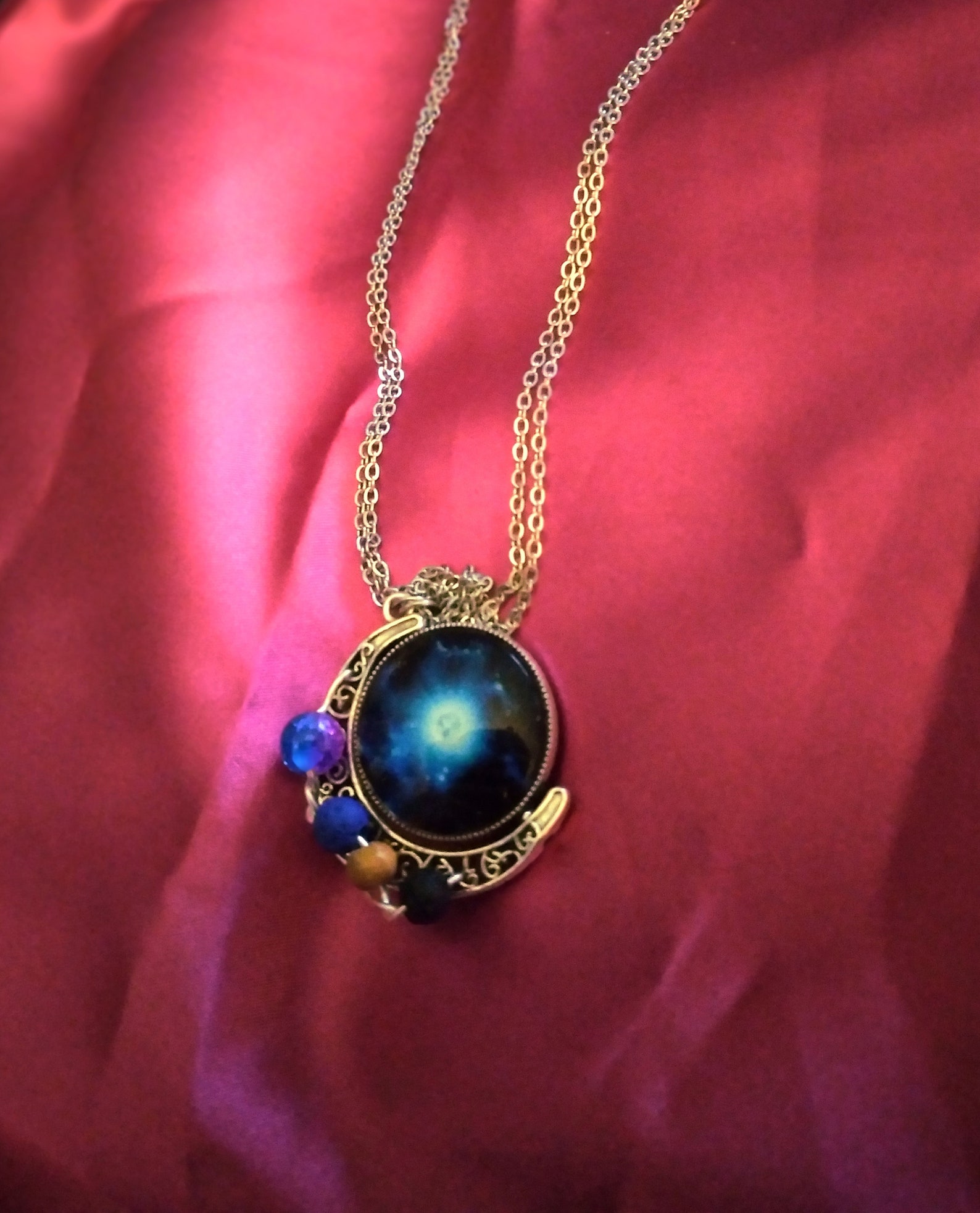 Silver Color Cresent Moon Frame With Double Sided Planet and Stars ...