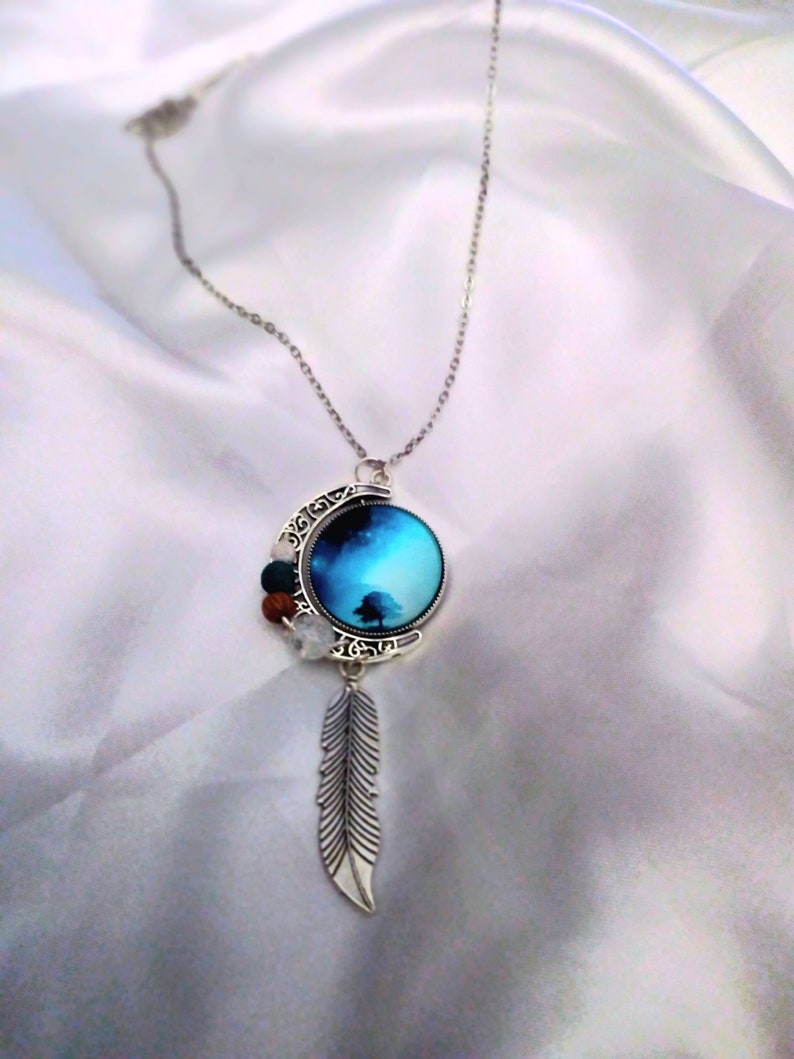 Silver Cresent Moon Frame With Double Sided Heavens Photo Cabochon ...