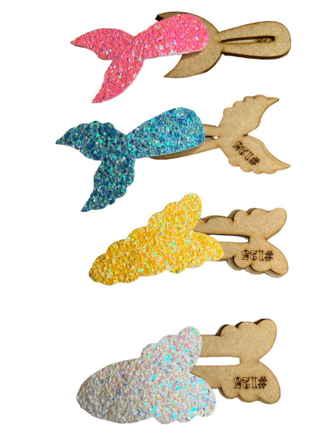 Mermaid Tail and Butterflies Snap Clip Template Set for Hair Bow Making ...