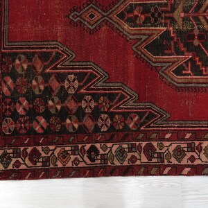 4x6 Red Black Ivory Vintage Geometric Small Area Rug Hand-knotted ...