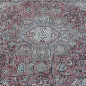 9x12 Raspberry Red Sage Green Vintage Area Rug Oriental Low Pile Floral ...