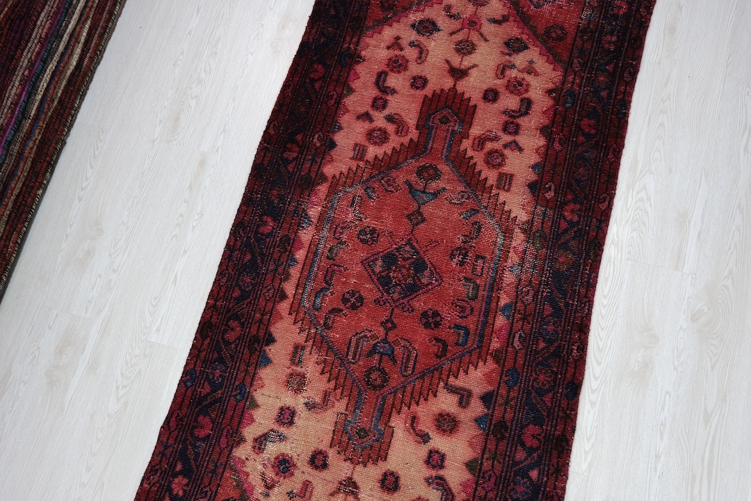 3x5 Black Red Beige Vintage Oriental Rug - Handwoven Persian Style ...
