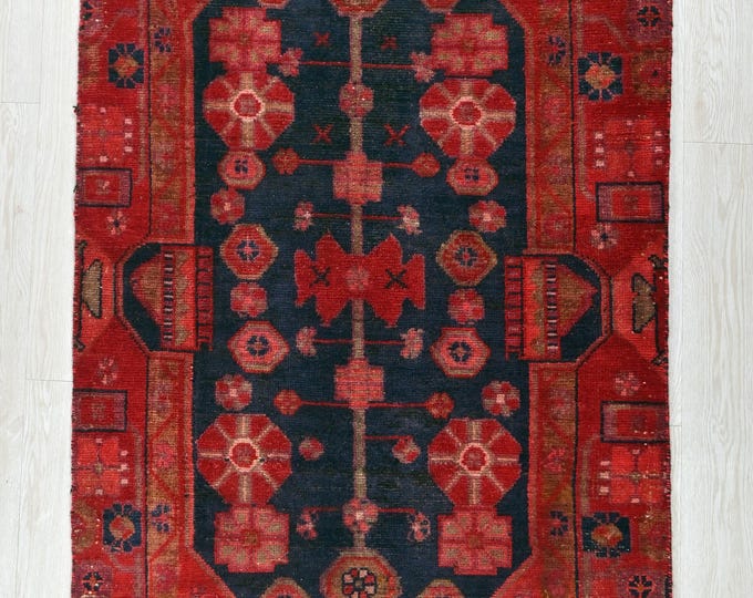 Oriental Persian Style Handmade Vermillion Red 3x5 Ft Vintage Accent ...