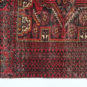 3x5 Brick Red Black Vintage Oriental Rug Handwoven Tribal Accent Rug ...