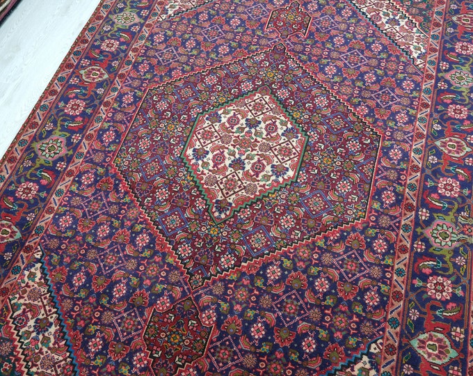 6x10 Plum Red Blue Beige Vintage Oriental Rug Handwoven Floral Area Rug ...
