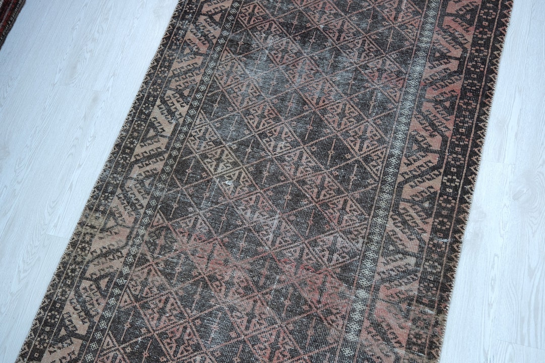 3x6 Chocolate Brown Faded Red Vintage Accent Rug - Oriental Handwoven ...