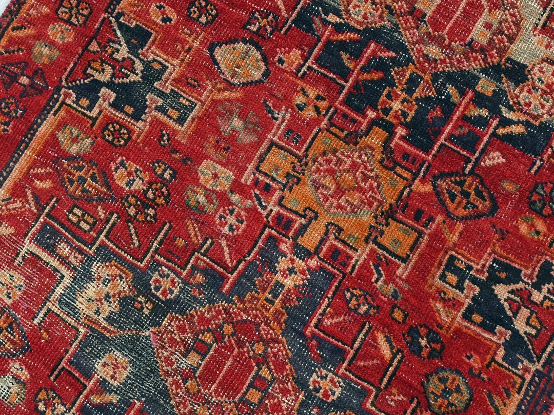 Handwoven Asymmetrical Design Vintage Oriental Rug 3x5 Ft Organic Low ...